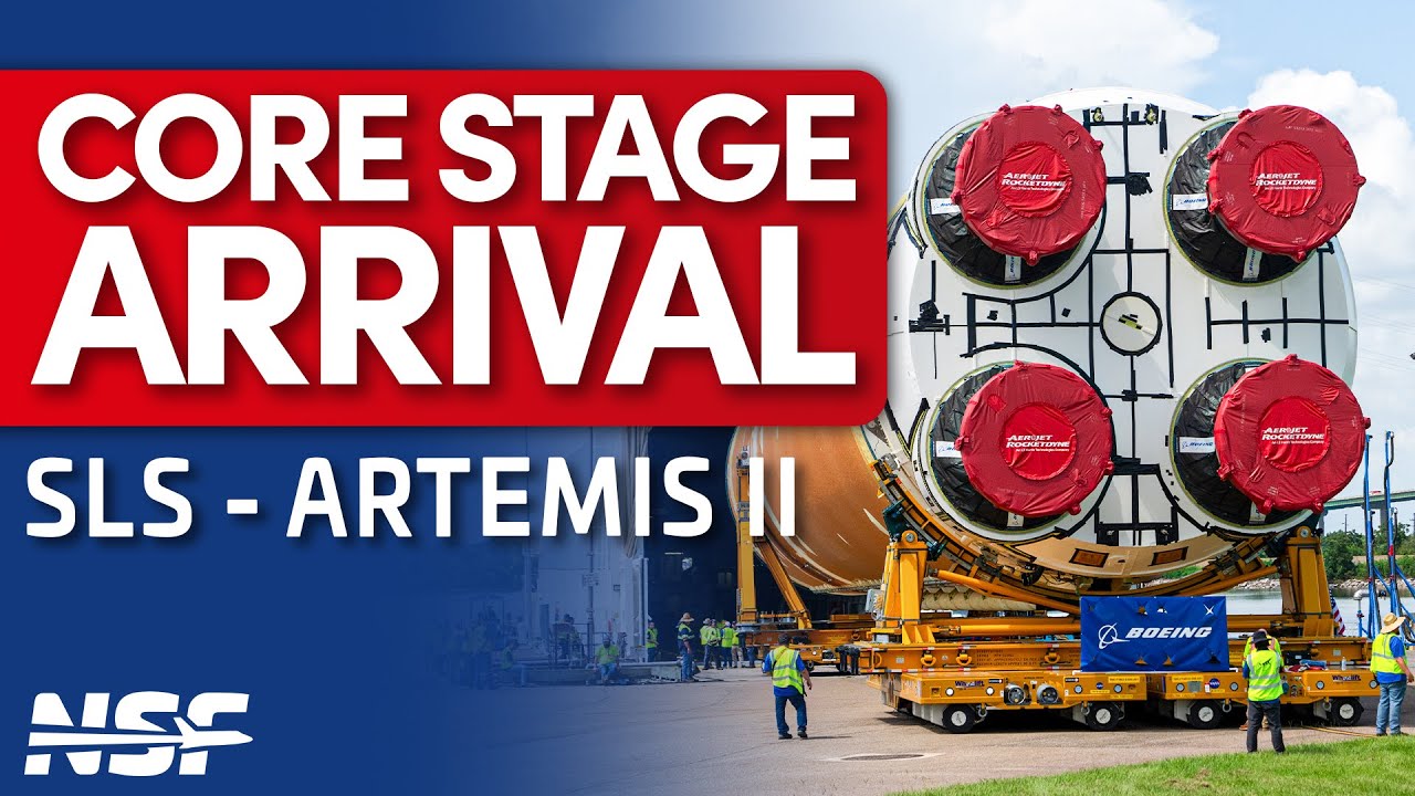 NASA Rolls Artemis II SLS Core Stage to the VAB - YouTube