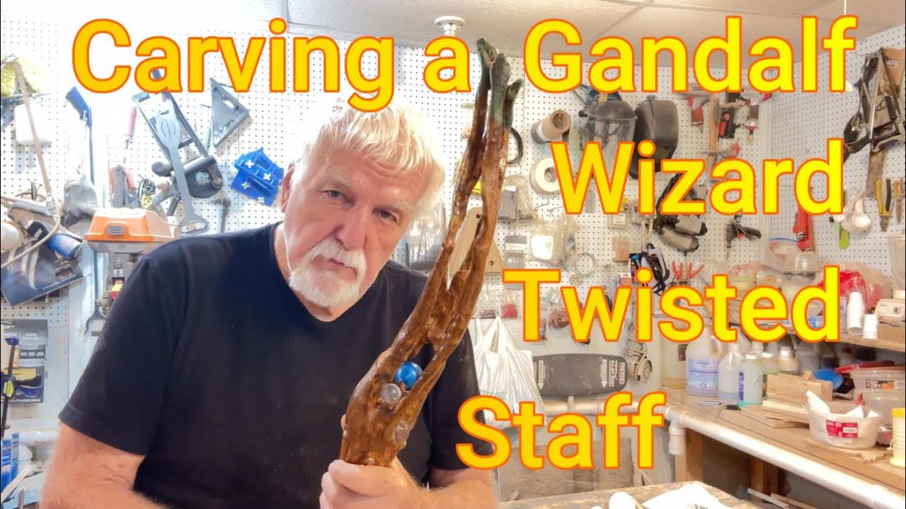 Carving a Gandalf Wizard Twisted Staff - YouTube
