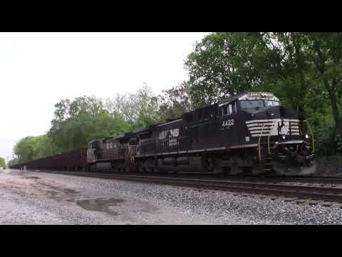 NORFOLK SOUTHERN GE AC44C6M Southbound Herzog Ballast Train - YouTube