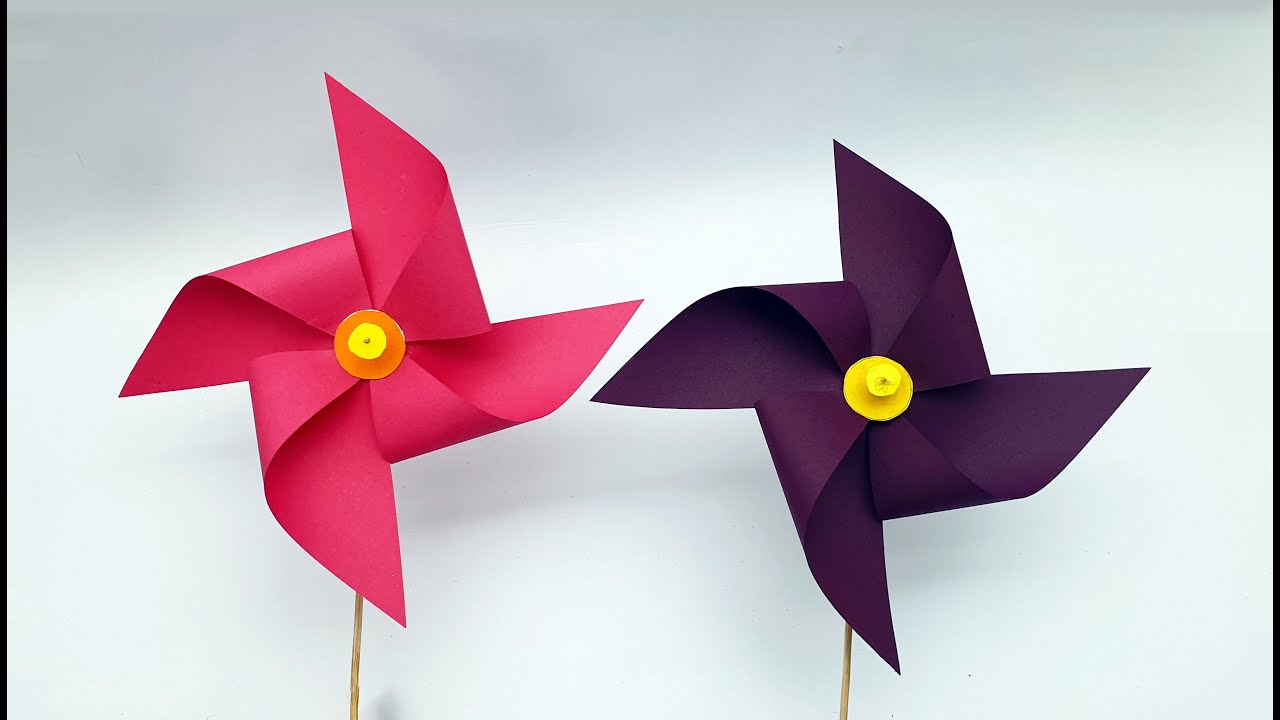 How to make a paper pinwheel | Easy Paper Windmill Crafts. - YouTube
