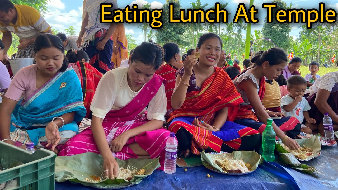 Went To Temple in Our Village || Eating Lunch At Temple With Friends ...