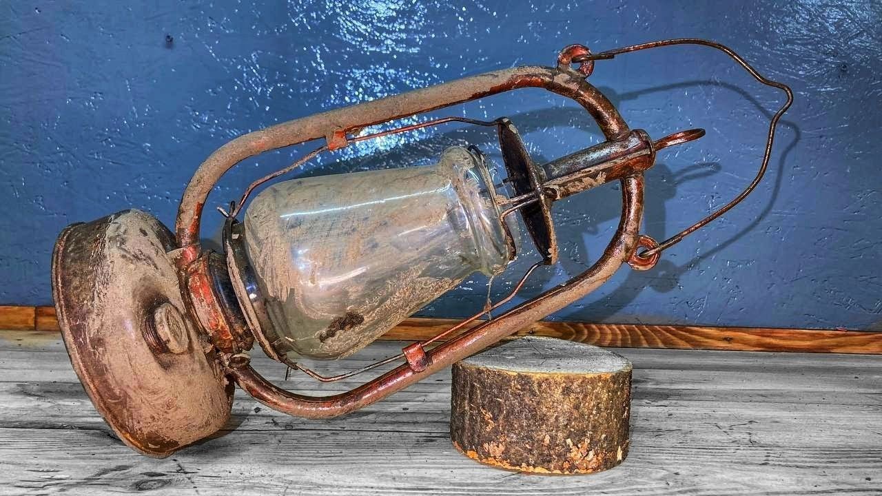 Rusty Oil Lamp Restoration - YouTube