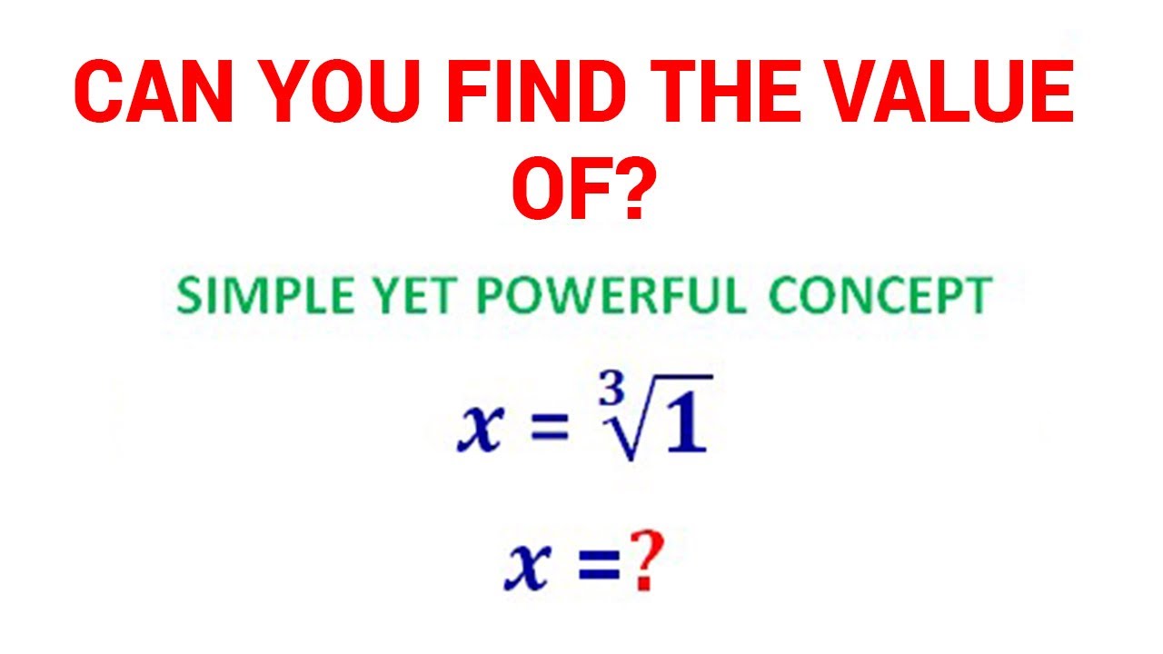 Solve For X X Cube Root Of 1 Cube Root Of 1 YouTube