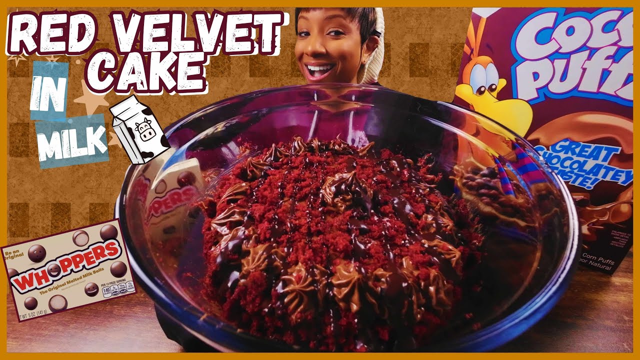 ASMR | MUKBANG RED VELVET CAKE IN MILK | COCO PUFF CEREAL | WHOPPERS ...