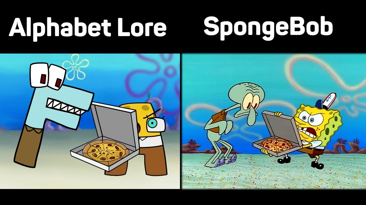 F trying to get a pizza from A | Alphabet Lore vs SpongeBob animation ...