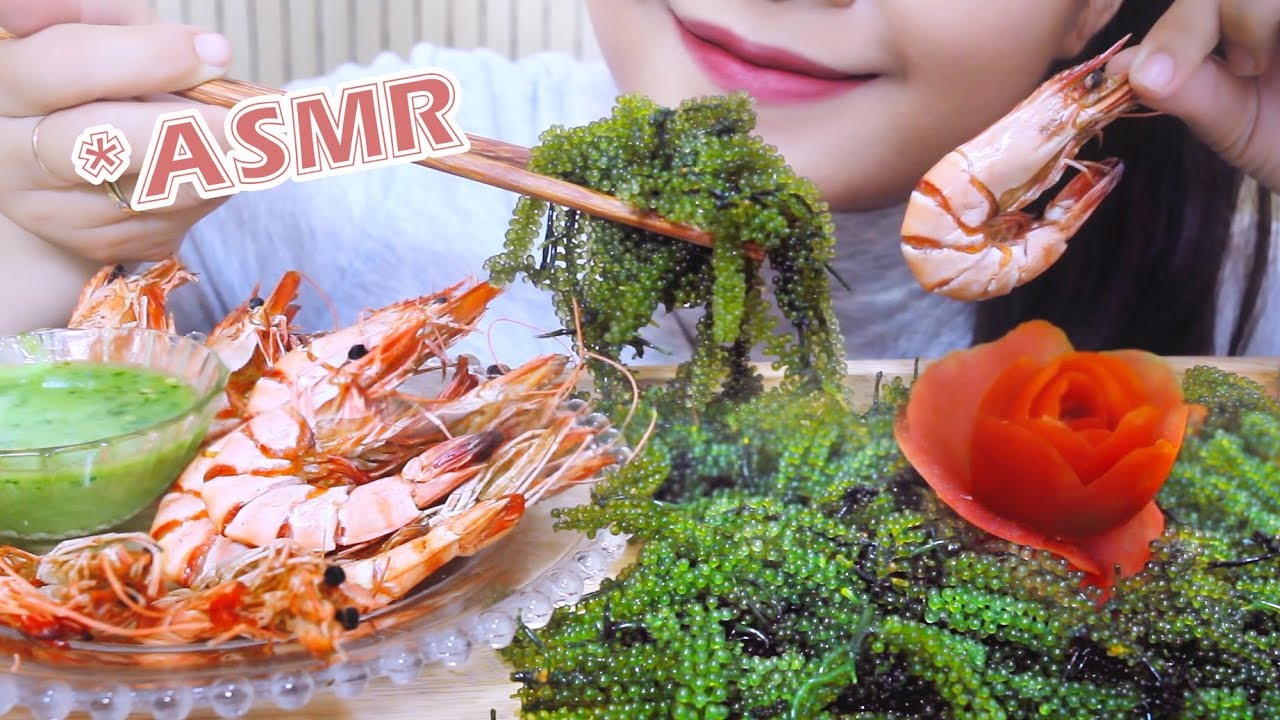 ASMR Baked Shrimp and Sea grapes, EXTREME CRUNCH EATING SOUNDS | LINH ...
