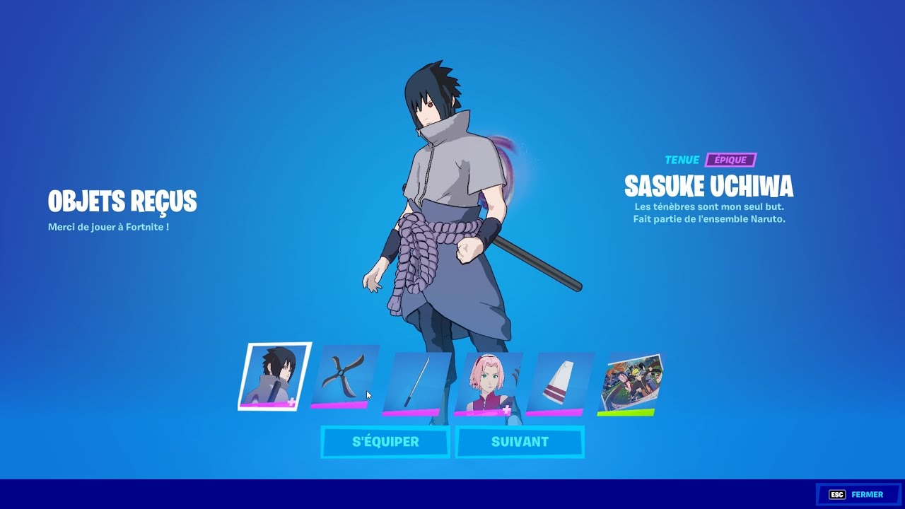 J'ai offert le Skin SASUKE sur Fortnite à un abonné ! - YouTube