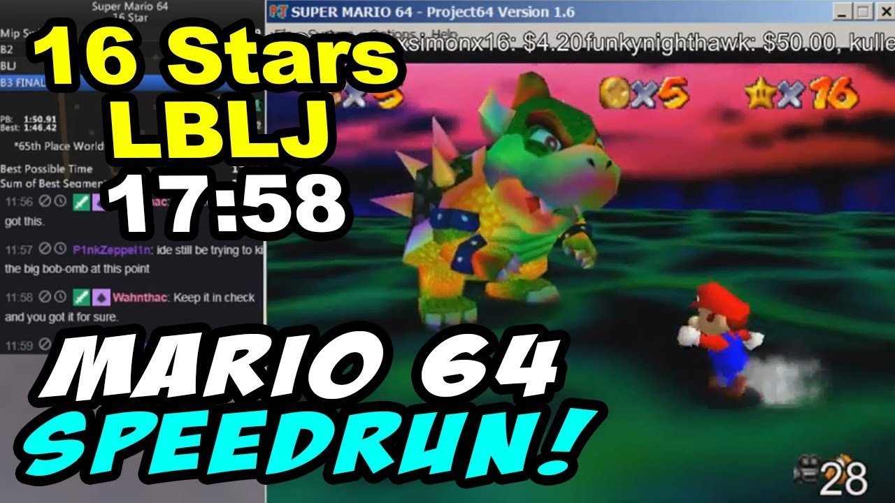 My Fastest Mario64 Speedrun! 17:58 - YouTube