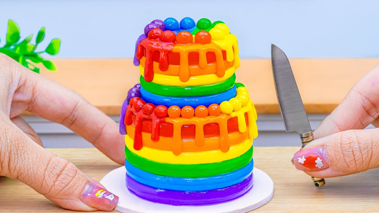 How To Make Mini Cake | Delicious Miniature Buttercream Rainbow Cake ...