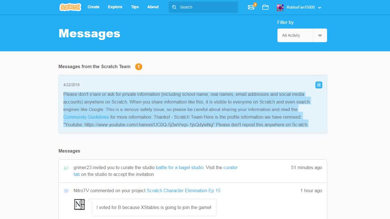 I got an Alert from Scratch Team! O_O - YouTube