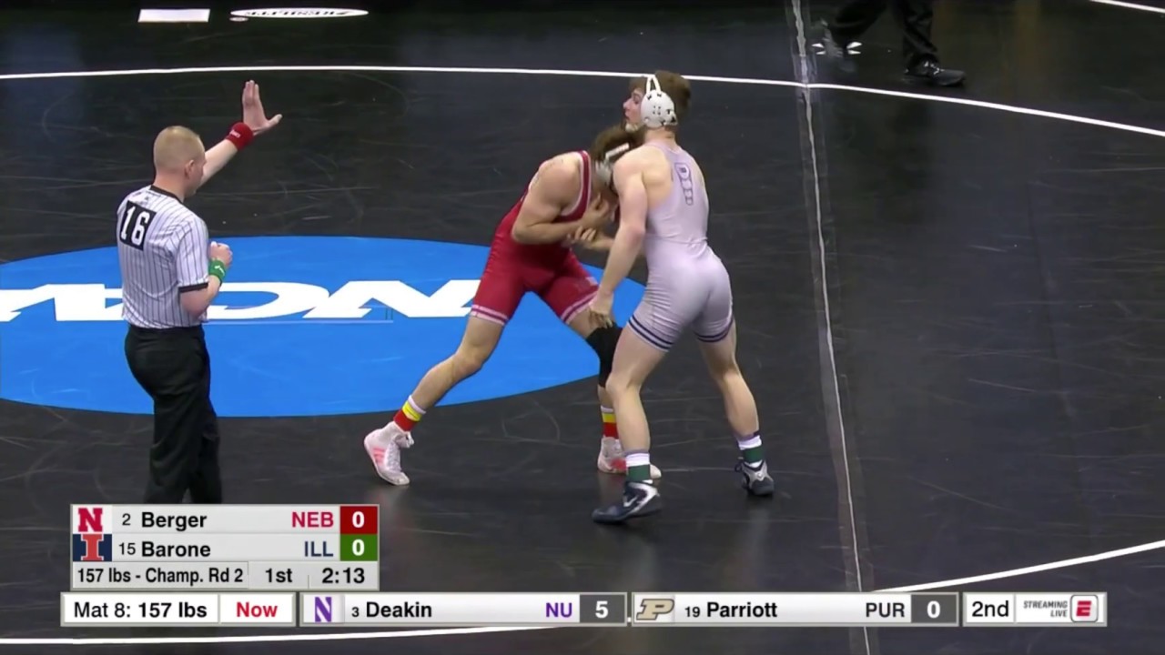 157lbs: Tyler Berger (Nebraska) fall Eric Barone (Illinois) - YouTube