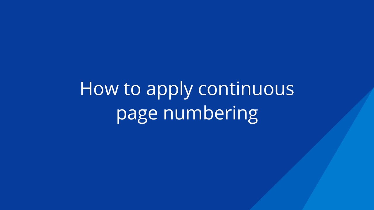 How To Apply Continuous Page Numbering YouTube how-to-apply-continuous-page-numbering-youtube