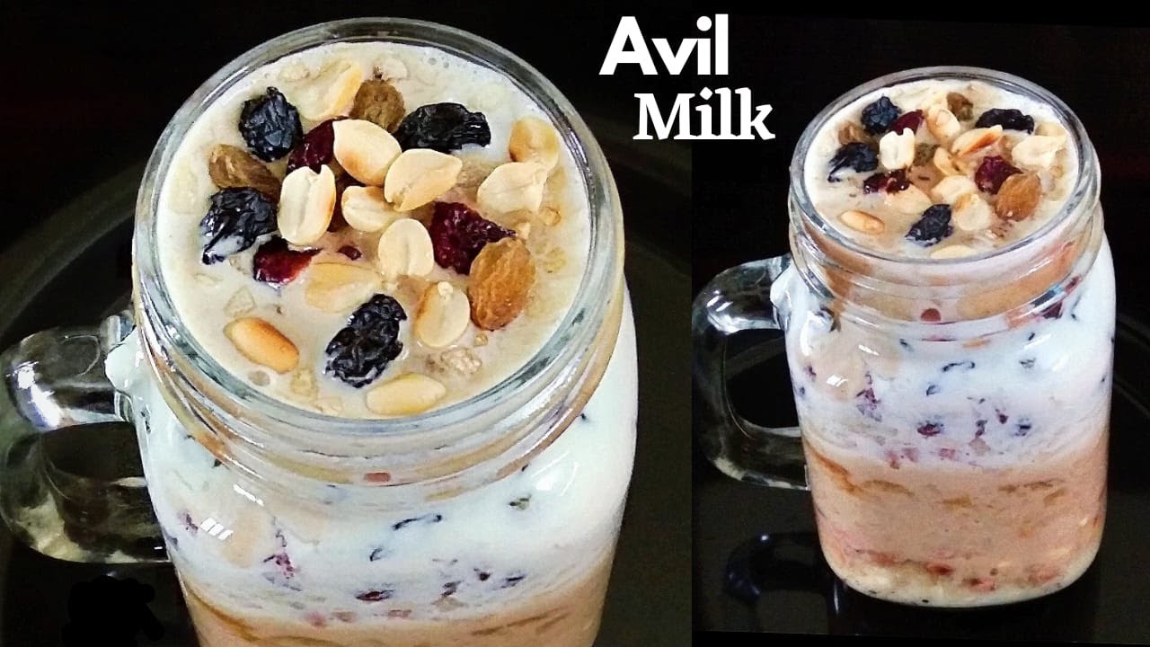 Avil Milk Recipe | Aval Shake Recipe | Avalakki Milk | Poha Dudh Recipe ...