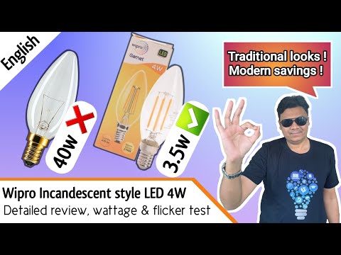 Best Retro LED bulb? Wipro Garnet Filament 4W E14 Review, Power consumption & Flicker test [Eng]