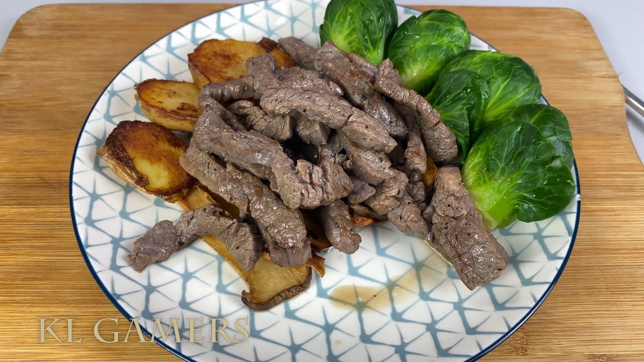 True Aussie Beef Flank Steak Brussels sprout with King Oyster Mushrooms ...
