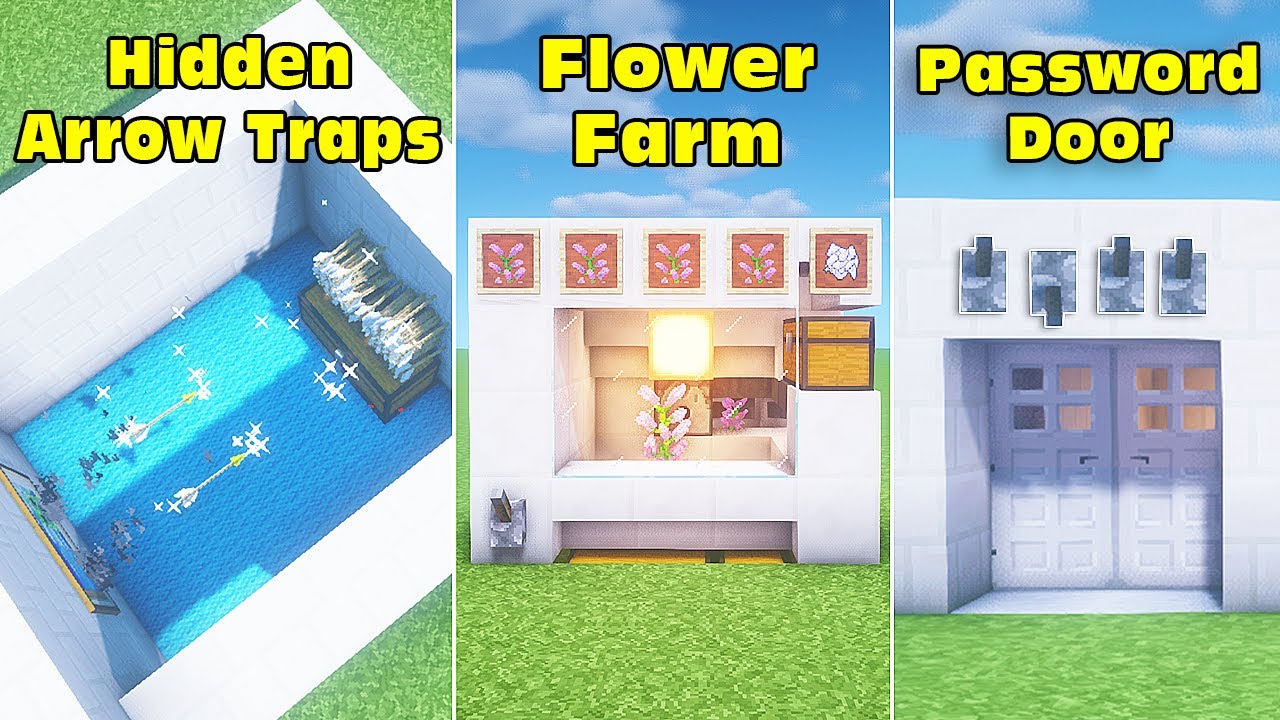 ⚒ Minecraft: 3 Redstone Build Hacks (Secret Hidden Arrow Traps, Password Door, Flower Farm) #27 ...