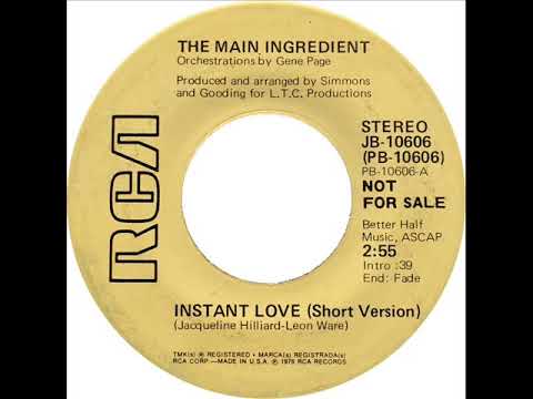 Main Ingredient - Instant Love (Short Version) - YouTube
