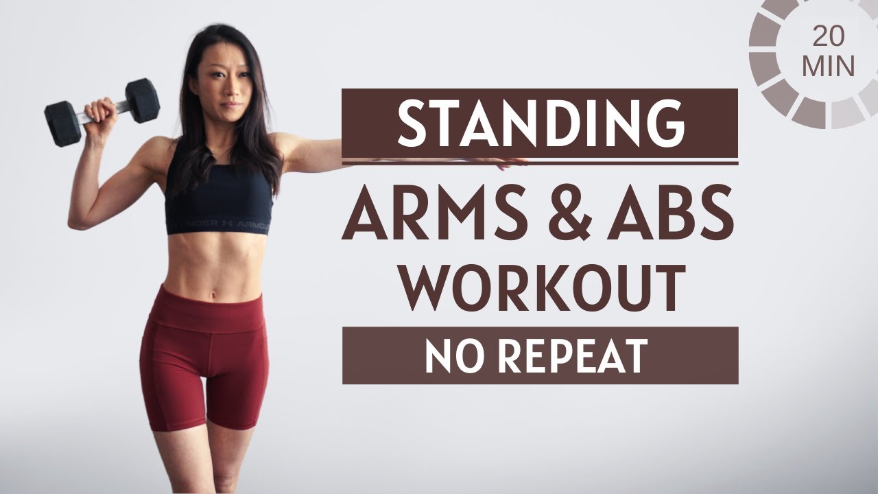 20 Min Standing Arms and Core Workout With Dumbbells/Toned Arms and ...