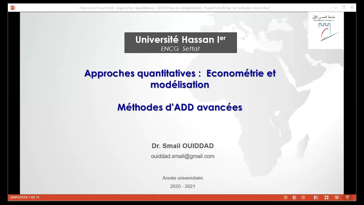 Approches Quantitatives - 1 : Introduction et plan - YouTube