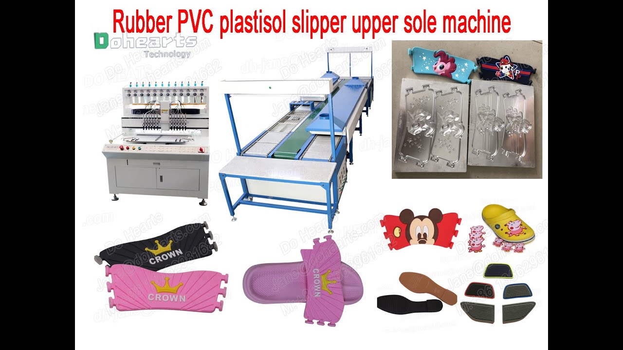 rubber PVC plastisol slipper upper sole making machine - YouTube