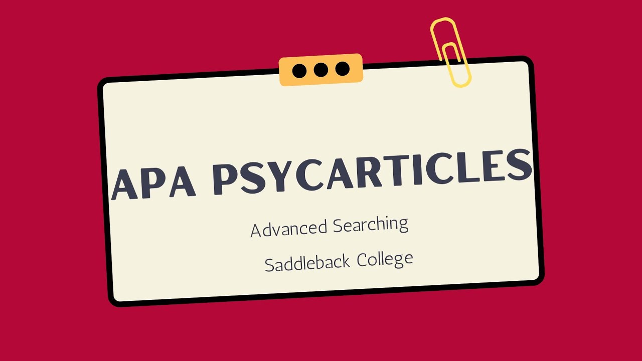 APA advanced search - YouTube