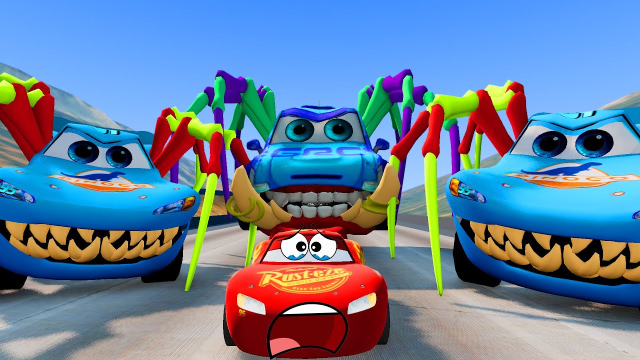 😱McQueen was eaten 👹by Raoul Ça Roule & 😭McQueen Dinoco Eater?! - YouTube