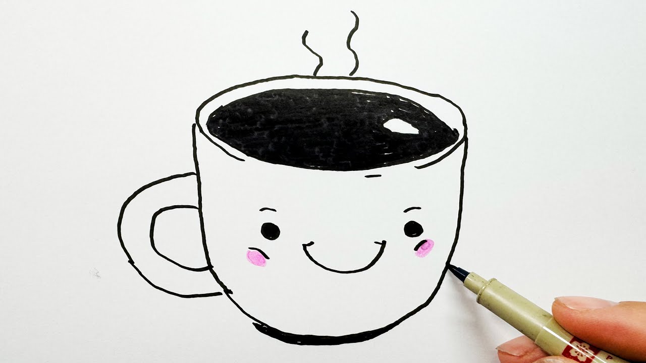 How to Draw a Cute Coffee Cup - YouTube