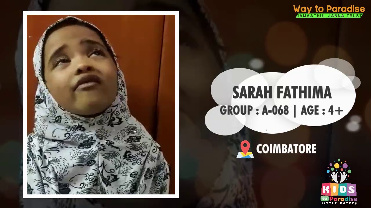 Sarah Fathima┇Group:A-068┇Age: 4+┇Kids to Paradise - Little Dayees┇Kids ...