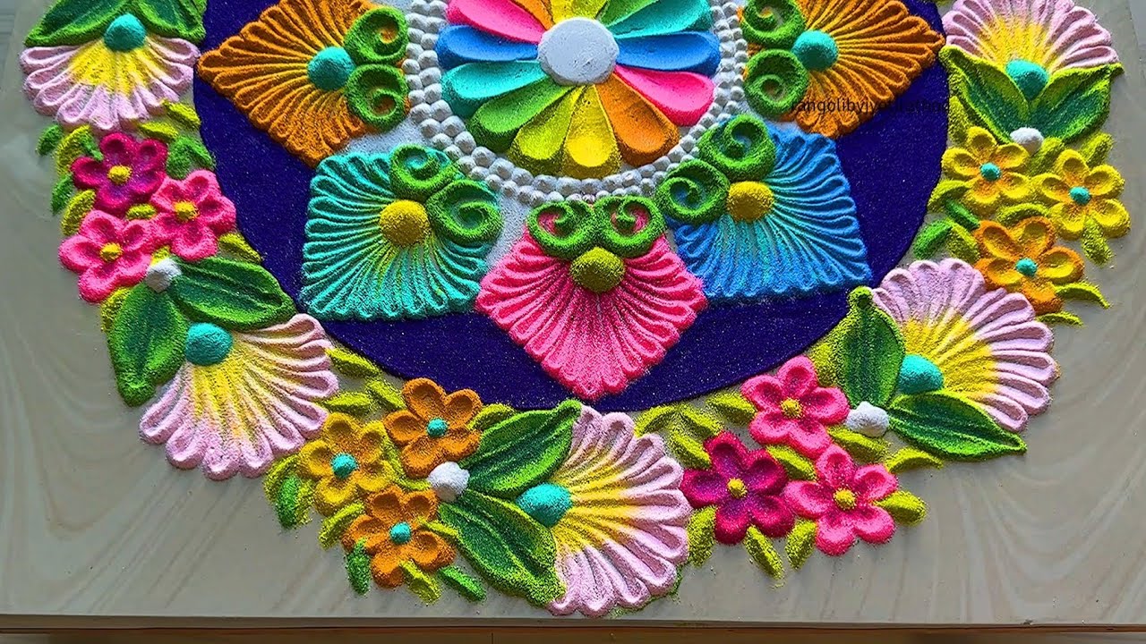 Happy Holi Rangoli Designs || Satisfying video || Sand art - YouTube