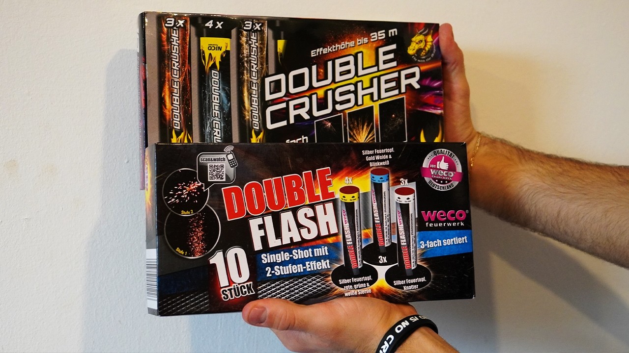 Bombenrohr-Vergleich: Double Crusher vs. Double Flash | Lidl Feuerwerk ...