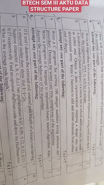 BTECH 2ND YEAR SEM III| 2023-2024 | Data structure aktu paper. #aktu # ...