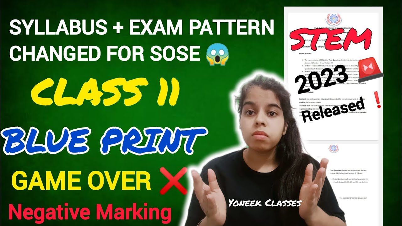 SOSE STEM BLUE PRINT 👣 । sose class 11 Blue print syllabus OUT 2023 ...