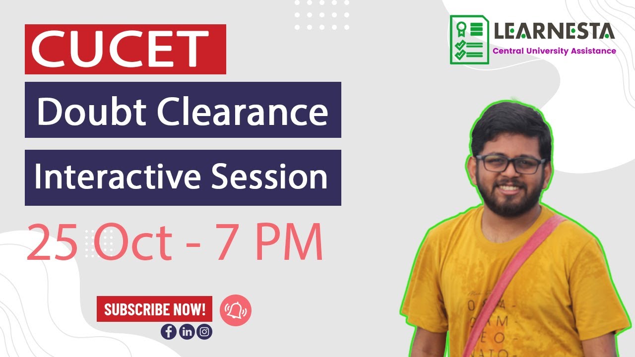 CUCET Doubt Clearance Interactive Session | 25 Oct | Learnesta - YouTube