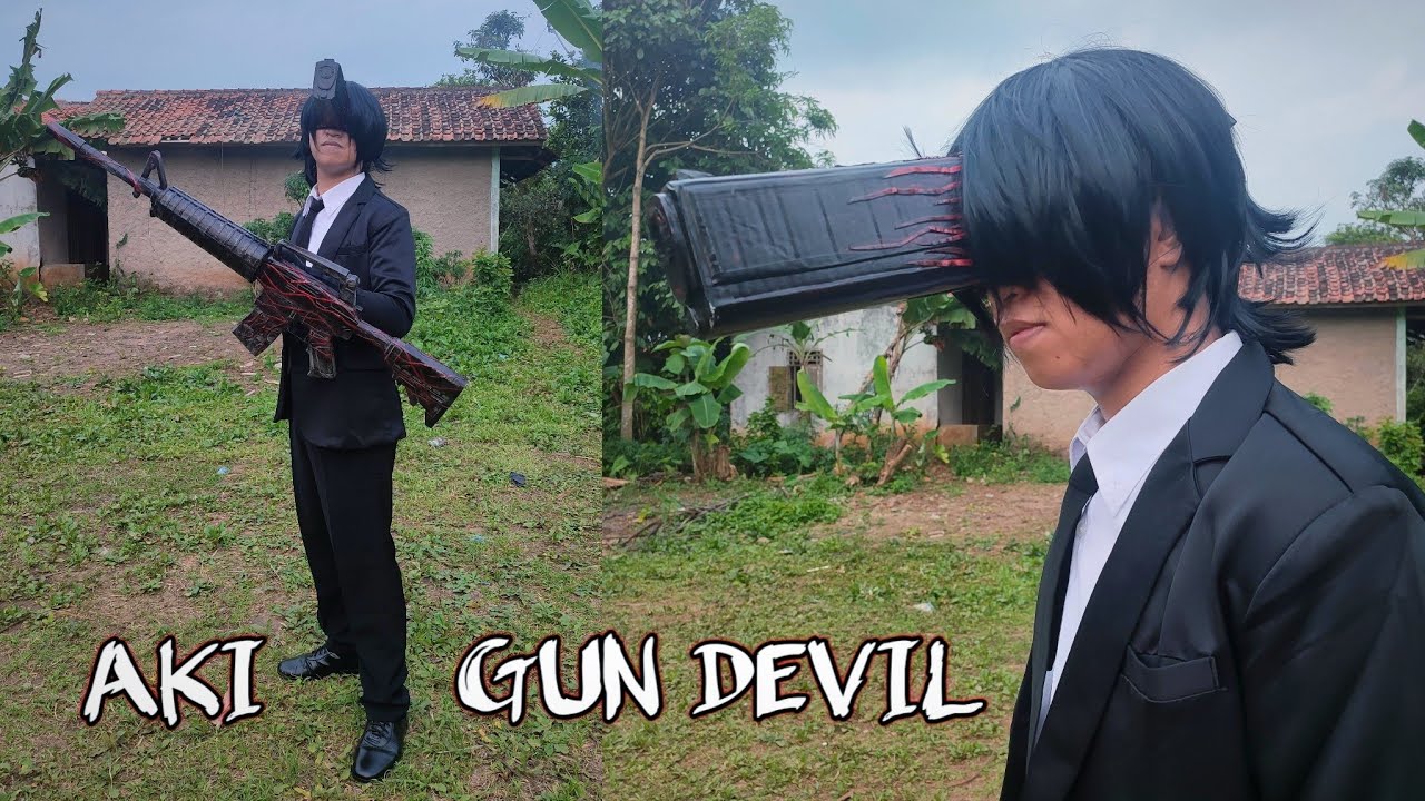 Mencoba bikin Cosplay jadi AKI GUN DEVIL di anime chainsaw man - YouTube