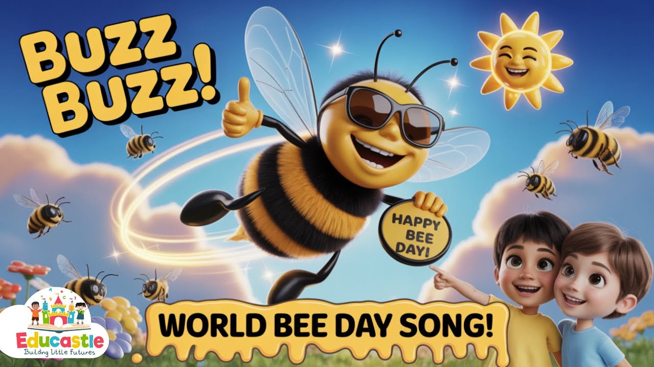 Happy World Bee Day Nursery Rhyme | Bee Song for Kids | Learn About ...