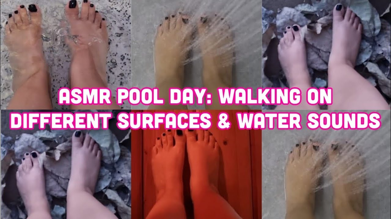 ASMR Pool Day: Walking on Different Surfaces & Water Sounds - YouTube