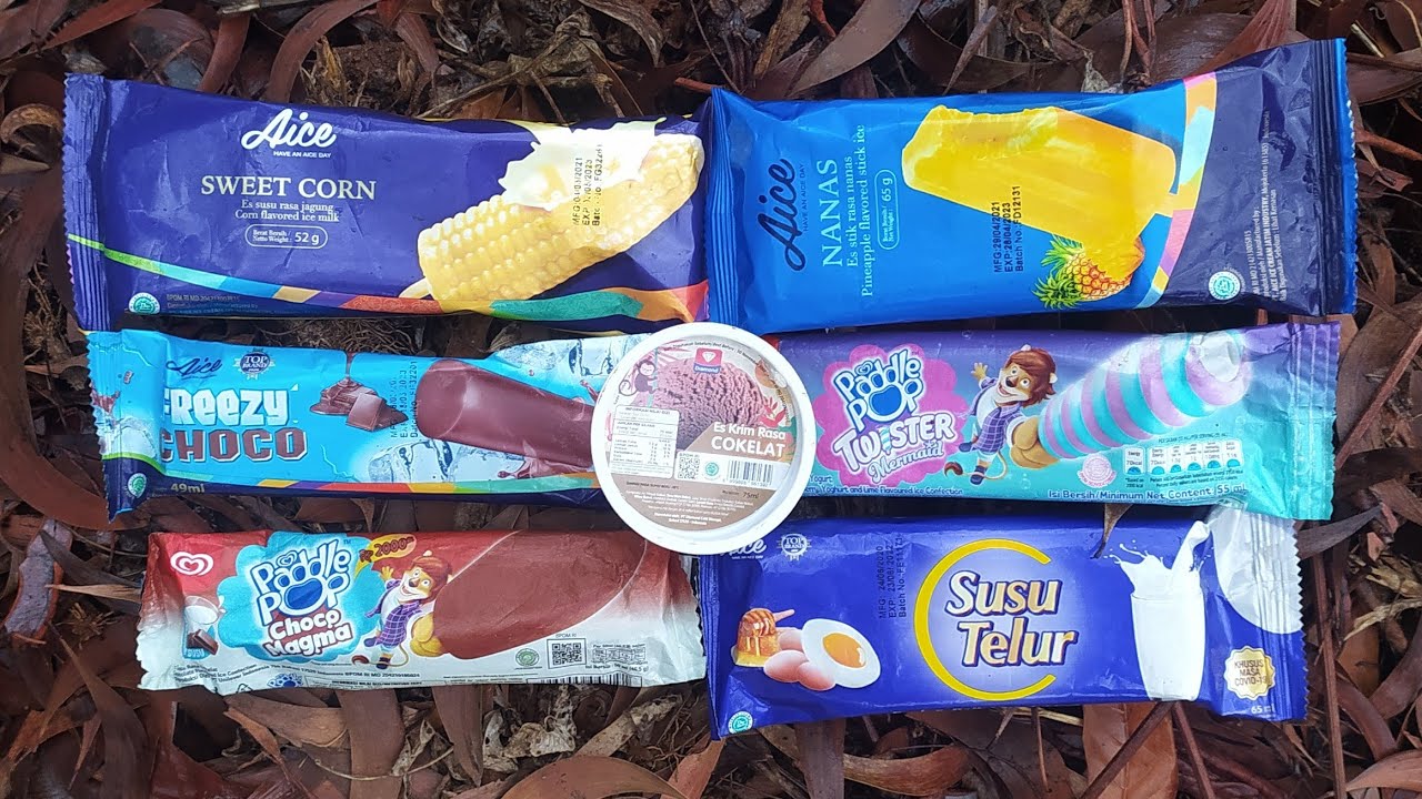 Es krim paddle pop, permen lolipop, yupi, es krim walls, es krim kacang ...