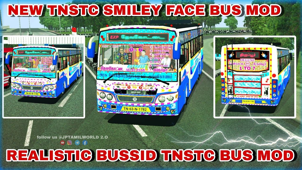 🤩NEW TNSTC SMILEY FACE BUS MOD REALISTIC BUS ON BUS SIMULATOR INDONESIA ...