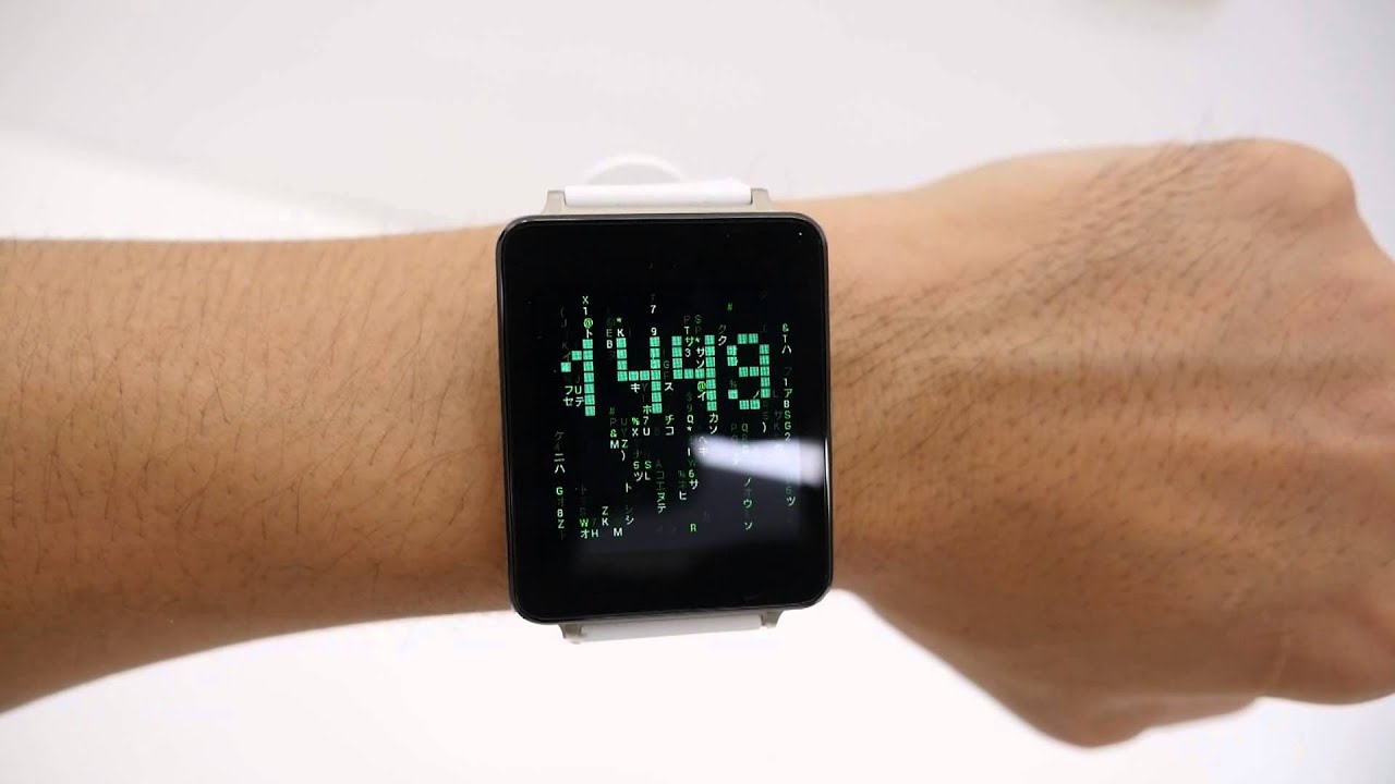 マトリックス風のウォッチフェイス「Matrix watch face for Android Wear」 - YouTube