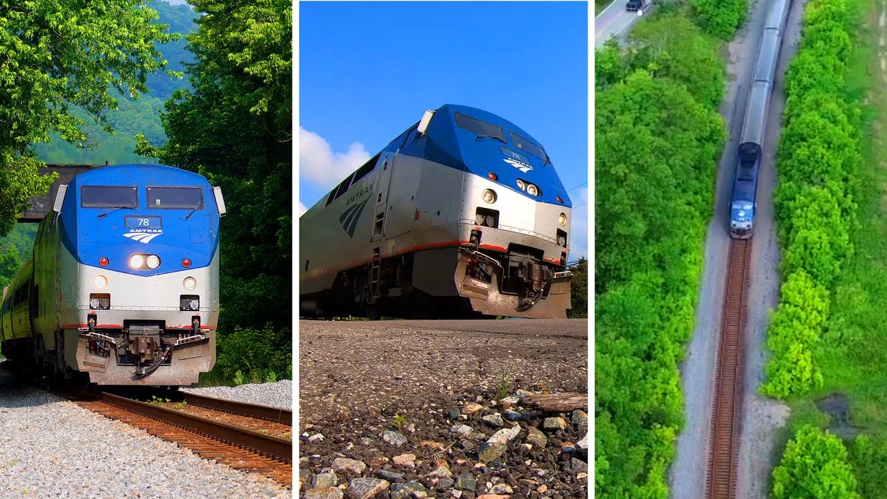!FAST! Amtrak passing thru Deepwater, WV - 360 ° View! - YouTube