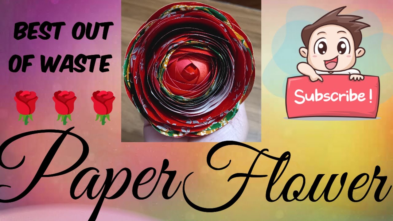 Best out of waste. Waste wedding card use . Paper flower 🌹🌹🌹 - YouTube