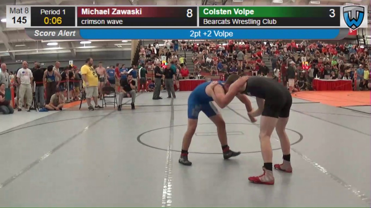 1086 Cadet Men 145 Michael Zawaski crimson wave vs Colsten Volpe ...