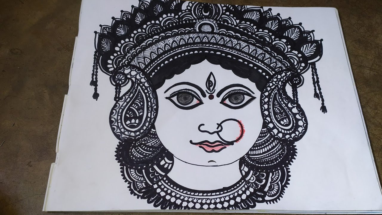 How to Draw Durga Maa with pencil and marker only. Easily step by step ...