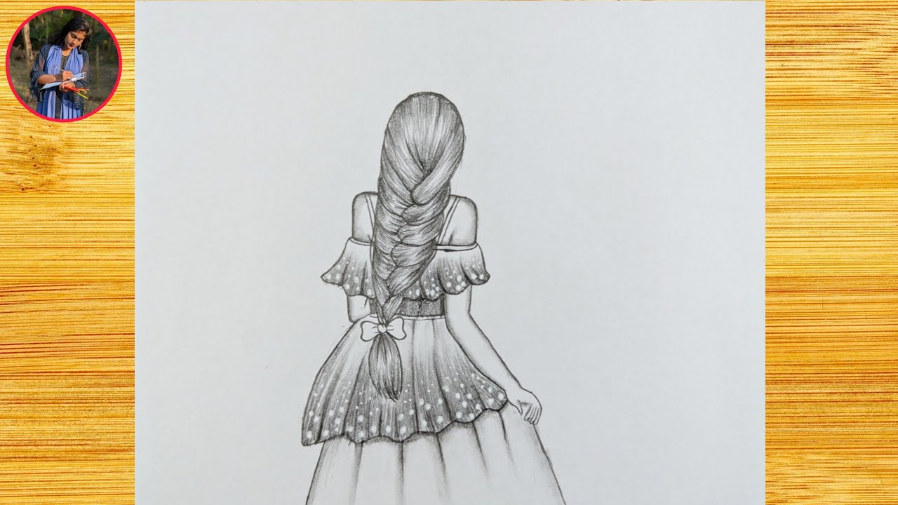 How to draw Girl backside With Braided hairstyle || Easy Girl drawing ...