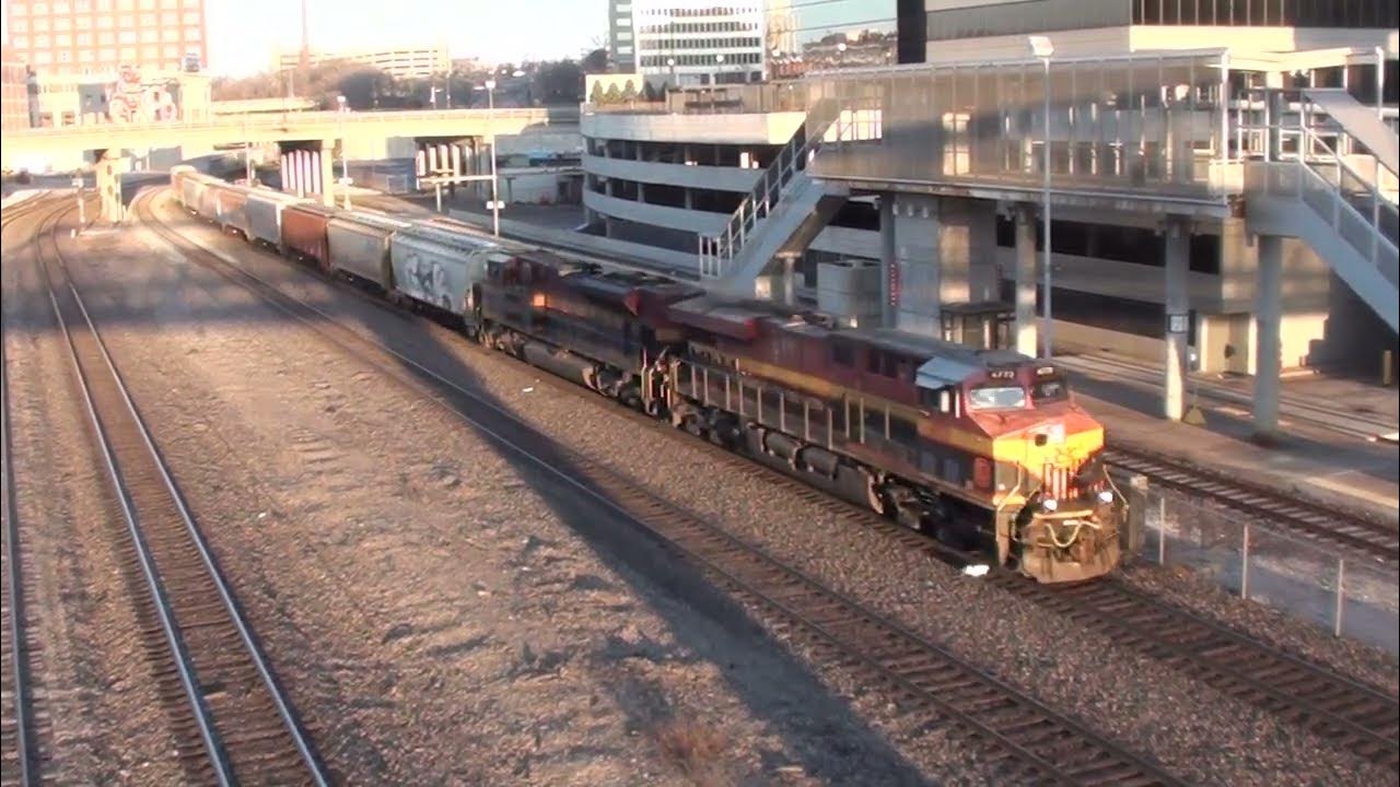 KCS on WB CPKC Grain Meets BNSF EB Stacktrain. Kansas City, MO 3/2/24 - YouTube