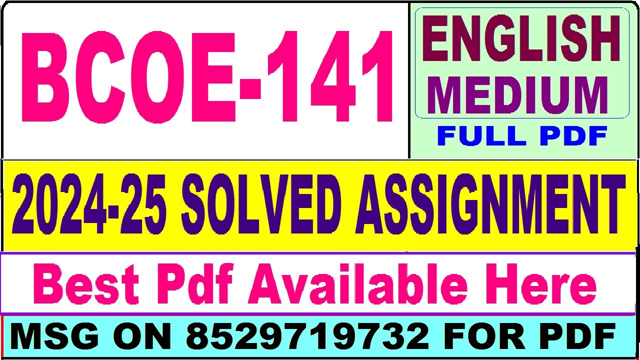 BCOE 141 solved assignment 2024-25 || bcoe 141 solved assignment 2025 in English || ignou ...