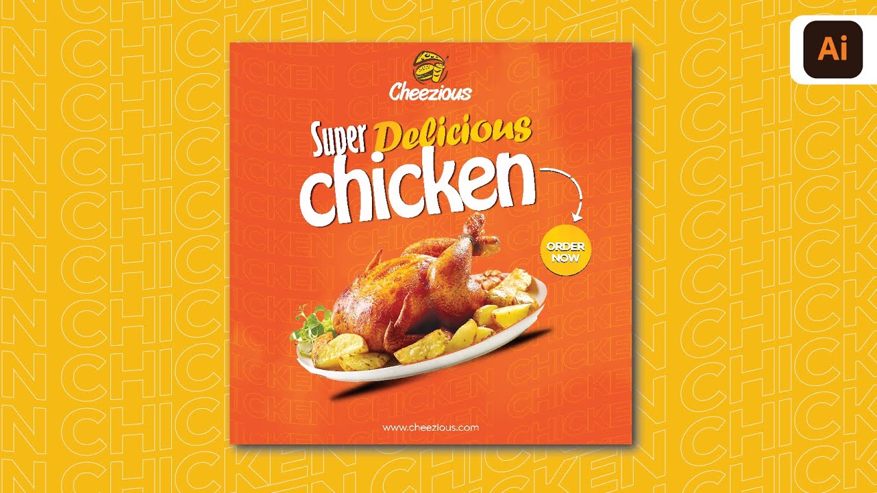 Illustrator CC Tutorial | Graphic Design | Modern Chicken Poster Design ...