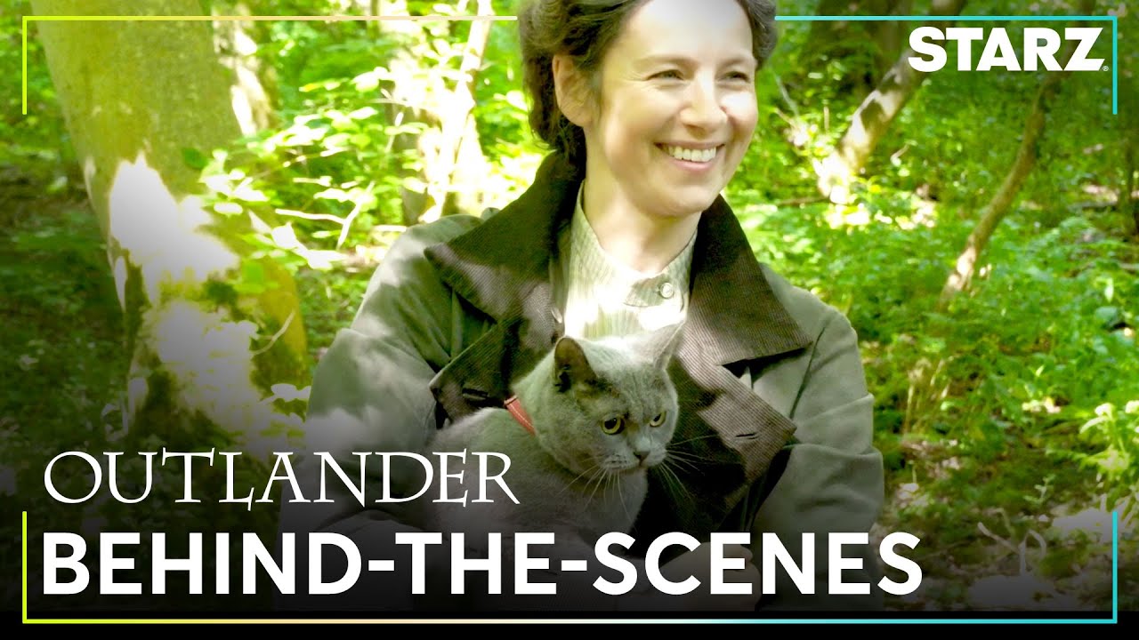 Outlander | Caitríona, Sam & Adso the Cat | Season 7 - YouTube