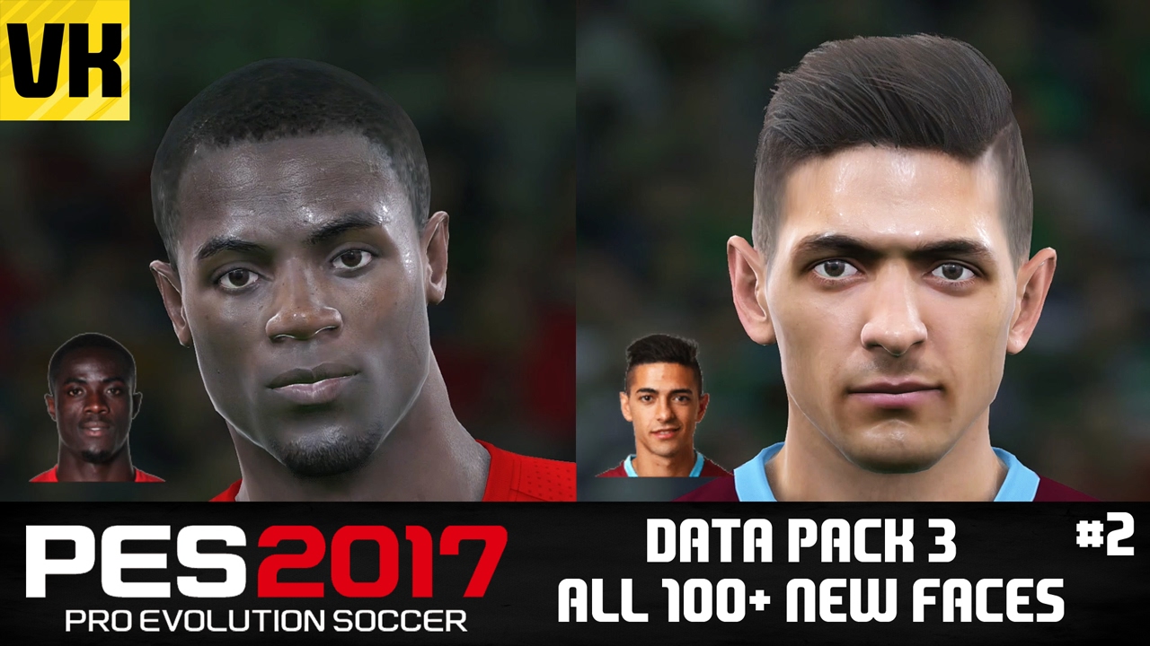PES 2017 DATA PACK 3 ALL 153 NEW PLAYER FACES/CARAS #2 (Bailly, Lanzini ...
