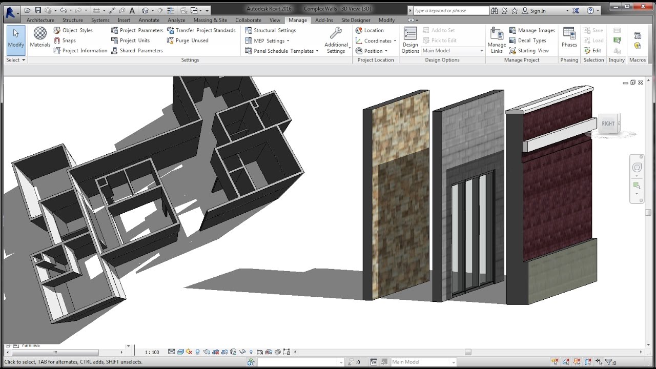BIM - Revit 3D Tutorial for Beginners 3of10, Adding and Modifying Walls ...